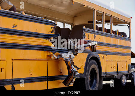 school bus damage vehicle accident collision Stock Photo - Alamy