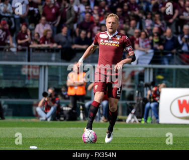 Turin, Italy. 10th Apr, 2016. Gabriel Paletta (left) and Andrea Belotti ...