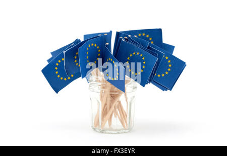 European Union Flag with yellow stars fluttering in the wind Stock ...