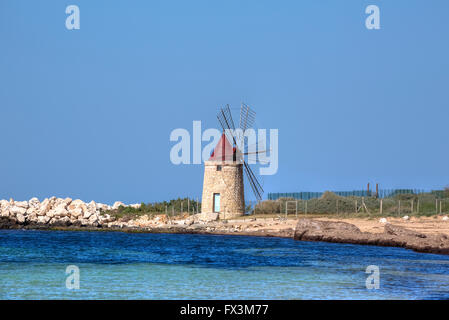 Windmill, Baia dei Mulini, Trapani, Sicily, Italy, Mediterranean ...
