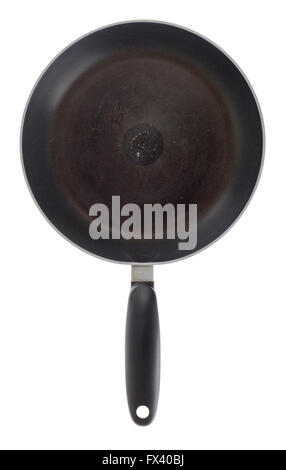Scratched old pan isolated on white background Stock Photo - Alamy