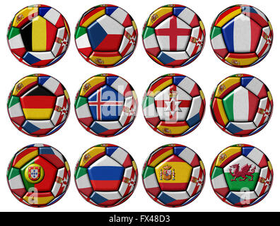 balls with flags of the countries of the European Championship Stock ...