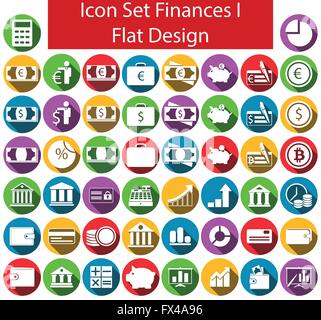 Finance icons flat money ,coins isolated on white Stock Vector Image ...