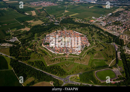 Aerial view, Medieval fortress, the fortress Neuf-Brisach - one of the ...