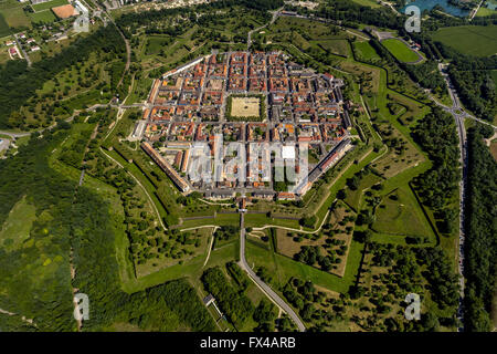 Aerial view, Medieval fortress, the fortress Neuf-Brisach - one of the ...