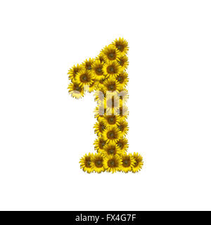 Sunflower number isolated on white background, number 4 Stock Photo - Alamy