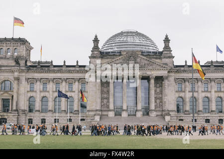 Berlin, Germany. 11th Apr, 2016. Protesters during nationalwide Steel ...