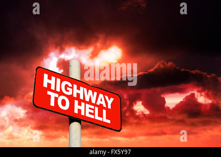 Highway to hell sign Stock Photo - Alamy