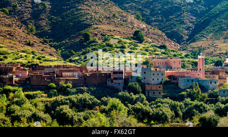 MOROCCO, South of Marrakech, OURIKA VALLEY: Village of AGHBALOU Stock ...