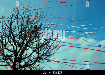 Colorful ribbons fluttering in the wind Stock Photo - Alamy