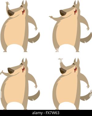 Cartoon illustration of funny wolves comic animal characters set Stock ...