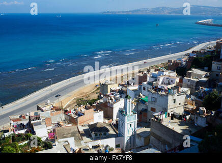 The old medina and the port of Tangier, Morocco, facing the Strait of ...