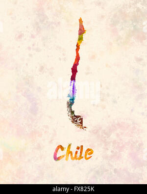 Santiago watercolor map of Chile Stock Photo - Alamy