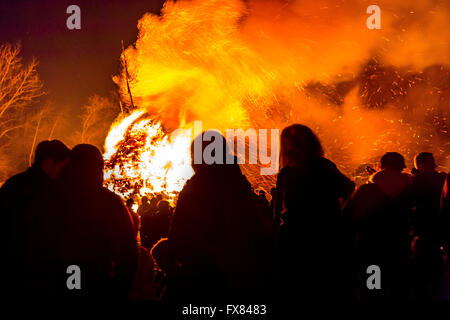 German Easter tradition, bonfire with many visitors,easter night here ...