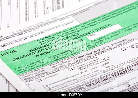 Polish tax return dokuments Stock Photo - Alamy