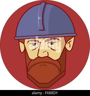 Construction worker with helmet and beard face cartoon Stock Vector ...