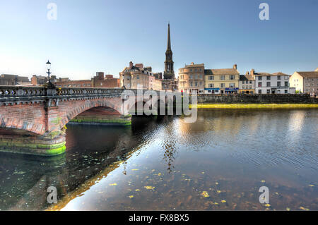 Ayr, town centre, bridge, river ayr, Ayrshire, Strathclyde, Scotland ...
