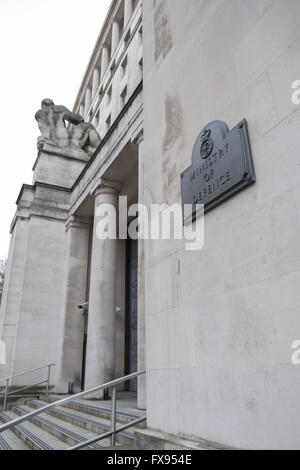 Sign outside The Ministry of Defence MOD building on Whitehall, London ...