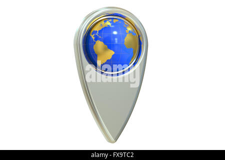 Earth Globe with map pointer, 3D rendering isolated on white background ...