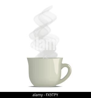 Cup with hot coffee or tea and steam in cartoon flat style. Vector ...