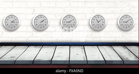 Composite image of five white clock Stock Photo - Alamy