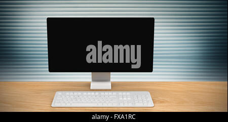 Composite image of a computer over a desk Stock Photo - Alamy