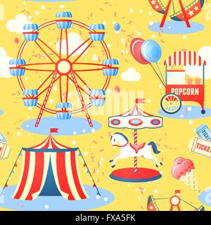 Seamless background design with kids and roller coaster illustration ...