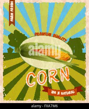 Vintage food poster design with corn character Stock Vector Image & Art ...