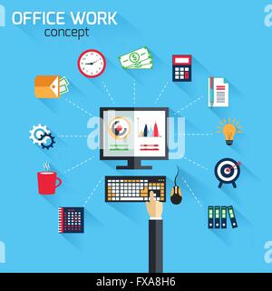 Paper work icon flat vector. Office time. Home schedule isolated Stock ...