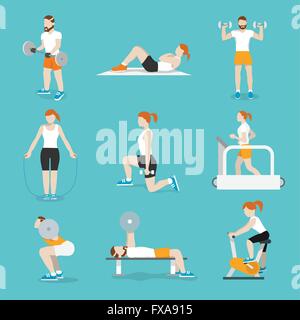 Exercise and fitness icons. Gym and Workout Set. Person Yoga exercises ...