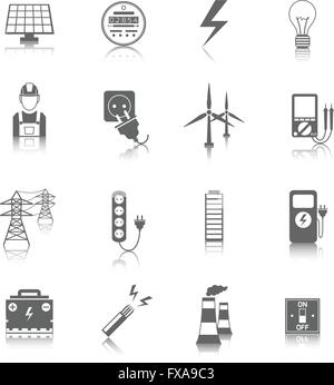 Energy line icons. Electric power, Charge station and Electricity price ...