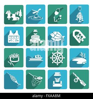 Fishing tools icons set blue Stock Vector Image & Art - Alamy