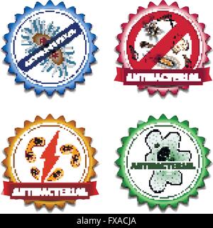 antibacterial stamp. antibacterial sign. antibacterial label set Stock ...
