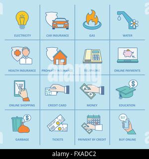 computer with tax on line and set icons Stock Vector Image & Art - Alamy