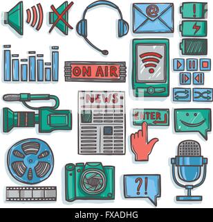 Newspaper icons set 9 color collection Stock Vector Image & Art - Alamy