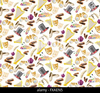 Theatre performance and acting realistic seamless pattern vector ...