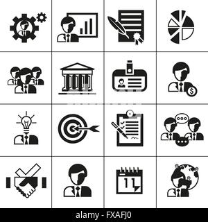 Set of black business and technology management glyph icons Stock ...