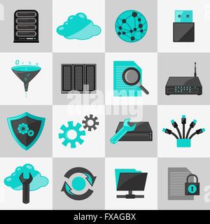 Set of flat vector icons for database and network Stock Vector Image ...