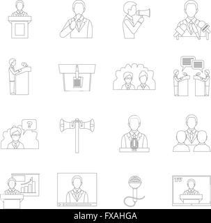 Speech outline icons collection. Speaking, Oratory, Reciting, Rhetoric ...