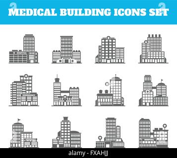 Building set icons in black style. Big collection of building vector ...