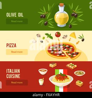 Traditional pizza horizontal banner. Traditional italian fast food ...