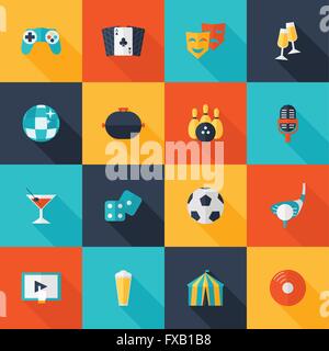 Entertaining icons flat set with dice cocktail glass party ball ...