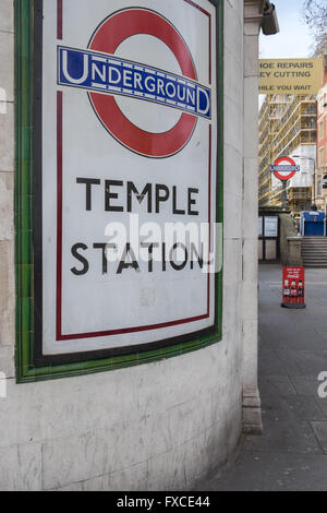 The entrance to the Temple underground station in London, UK Stock ...