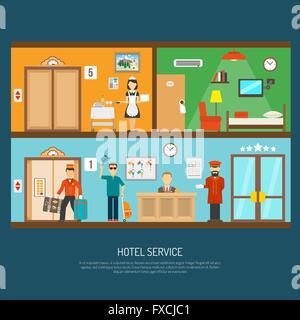 Hotel, room service, house keeping at work in a hotel room. Cleaning ...