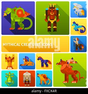 Mythical creatures icons set Stock Vector Image & Art - Alamy