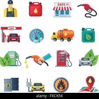 Petrol truck icons set 9 color vector isolated on white for any design ...