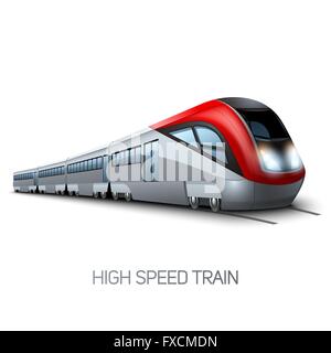 Sleek and modern high speed train arriving at the station platform ...
