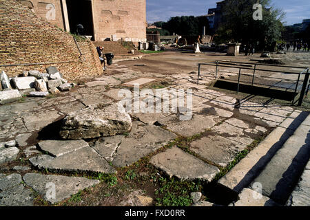Italy, Rome, Roman Forum, Lapis Niger (Comitium) and Curia Julia ...