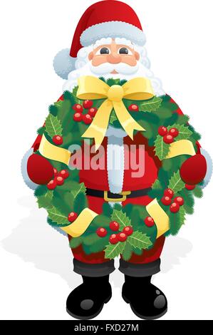 Merry Christmas Santa Claus delivering gifts by chimney poster Stock ...