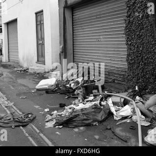Rubbish and garbage left in a Cardiff back street, local authority do ...